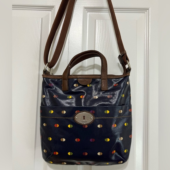 Fossil | Bags | Fossil Keyper Coated Canvas Crossbody Bag Blue | Poshmark